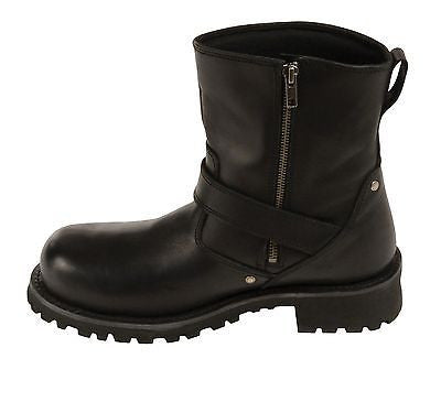 MEN'S MOTORCYCLE 6 INCH CLASSIC ENGINEER BOOT WITH ZIPPER GENUINE LEAT ...
