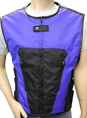 MEN'S BIKER UPDATED BLUE SWAT TEAM STYLE TEXTILE MOTORCYCLE VEST NEW ...