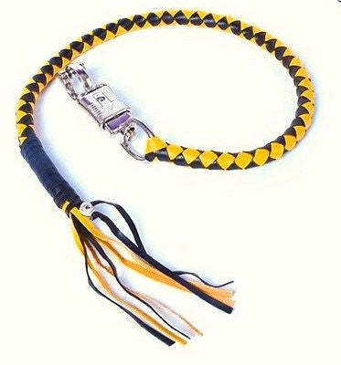 Motorcycle Blk/Yellow Braided Biker Old school get back whip – Leather ...