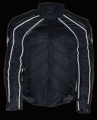 MEN'S MOTORCYCLE LEATHER/TEXTILE MESH RACER JACKET WITH ARMOUR BACK ...