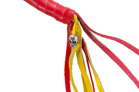 Motorcycle Yellow/Red biker old school get back whip – Leather Place